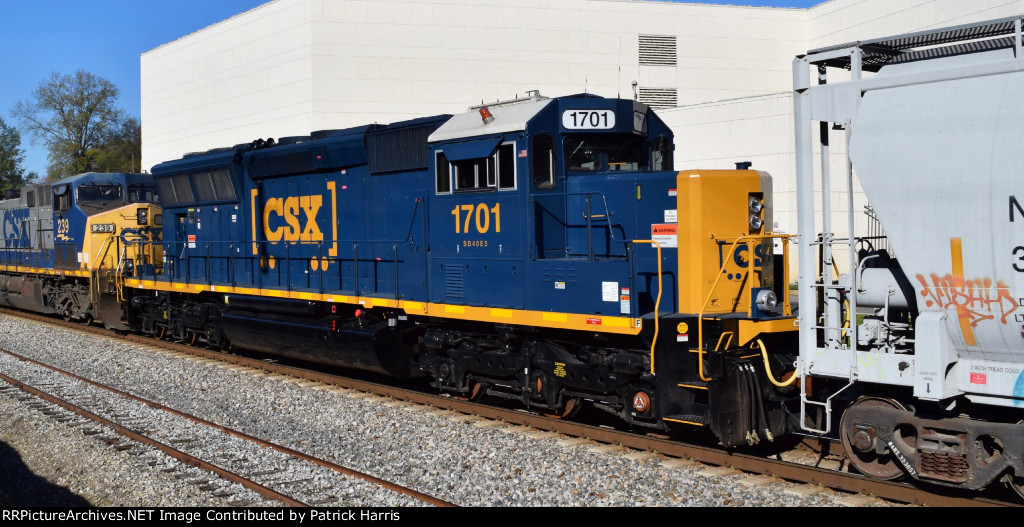 CSX 1701 SD40E3 trails CSX 526 CW44AC and CSX 239 CW44AC with a northbound manifest through ...